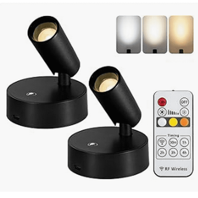 Wireless LED Spotlight Indoor With Remote Up Lights Indoor Dimmable ...