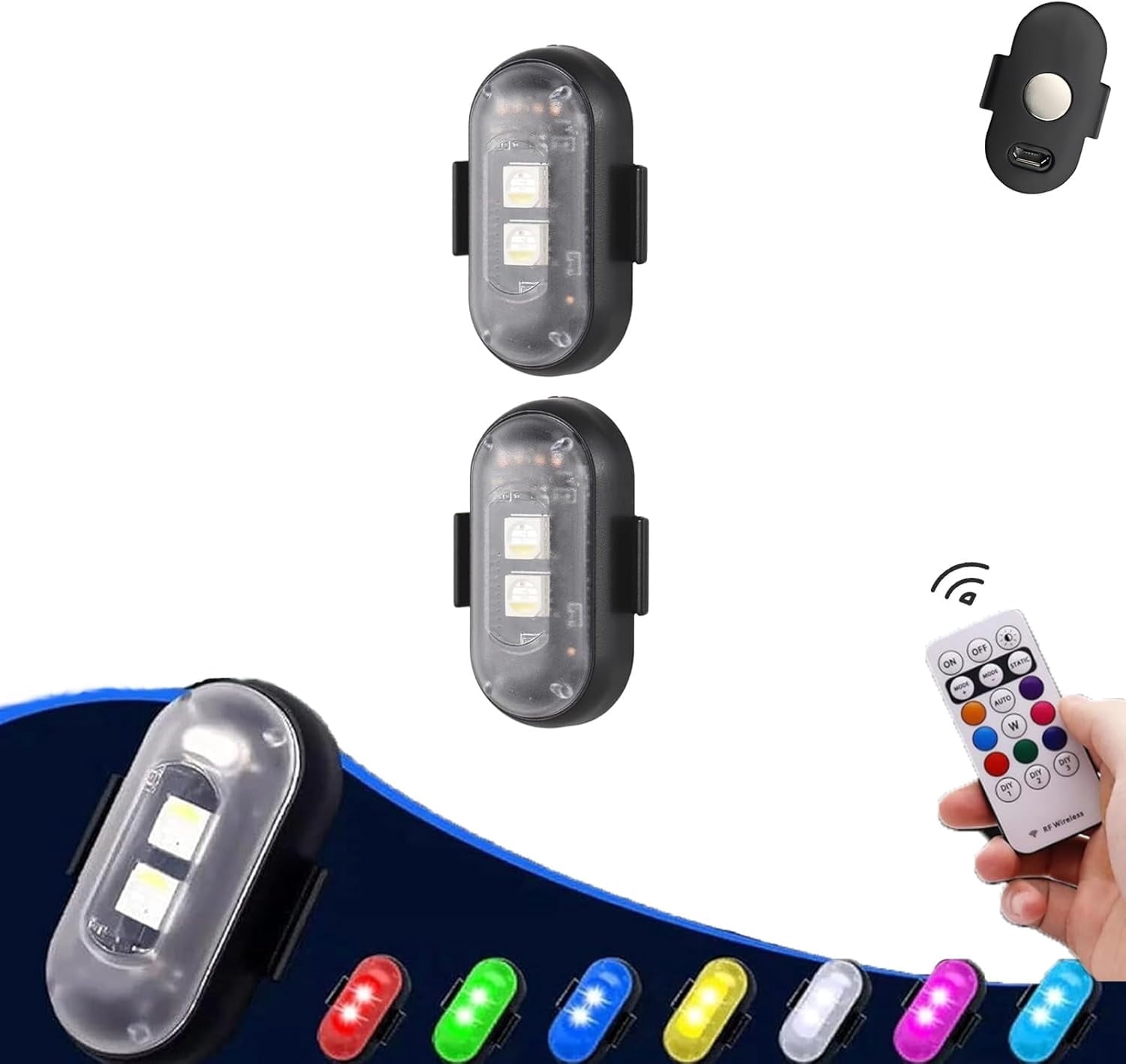 Wireless LED Strobe Lights with Remote Control, Underglow for Bike, 8 ...