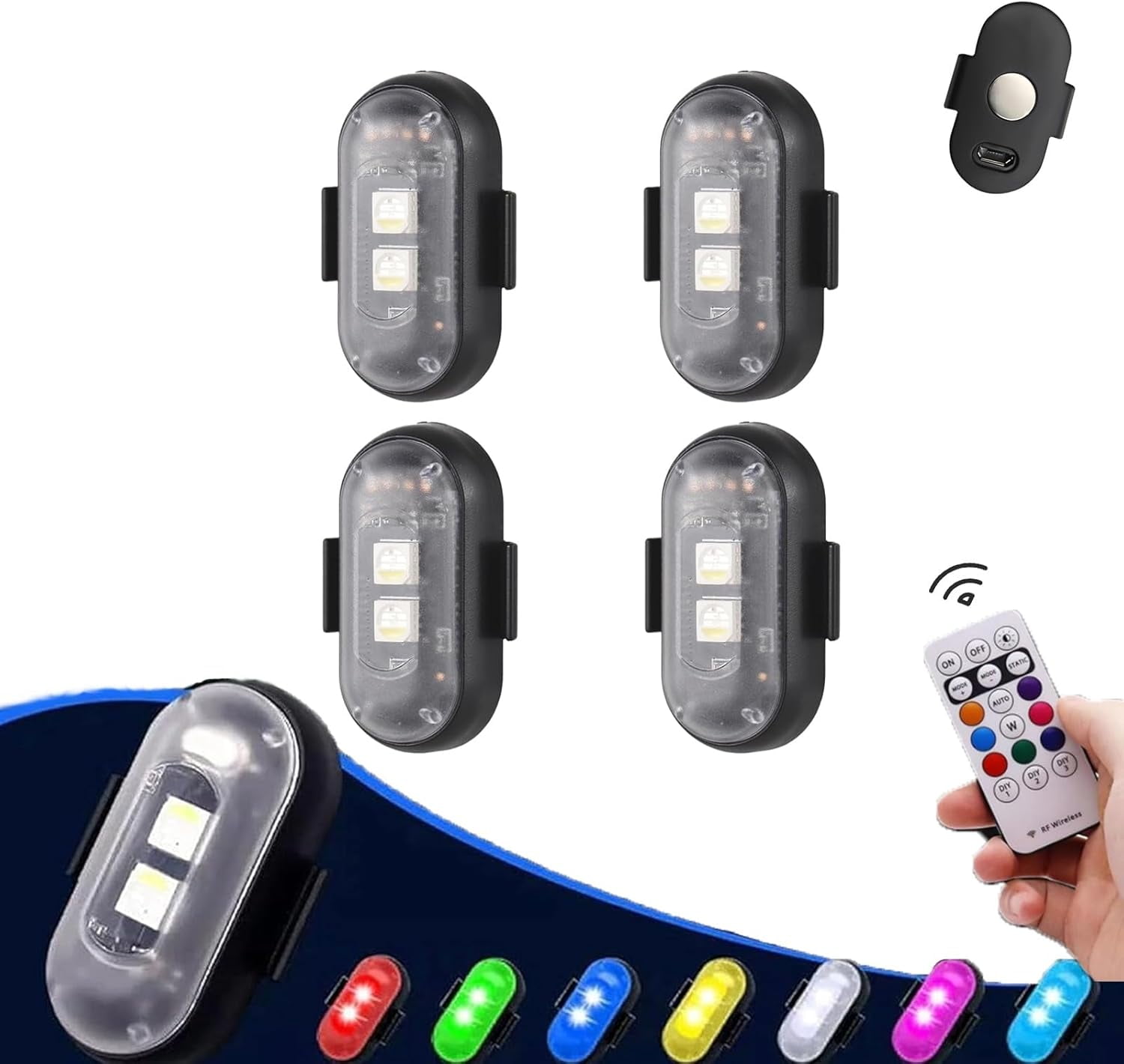 Wireless LED Strobe Lights with Remote Control, Underglow for Bike, 8 ...
