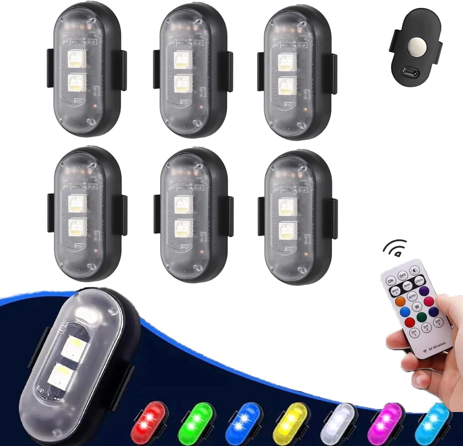 Wireless LED Strobe Lights with Remote Control, Underglow for Bike, 8 ...
