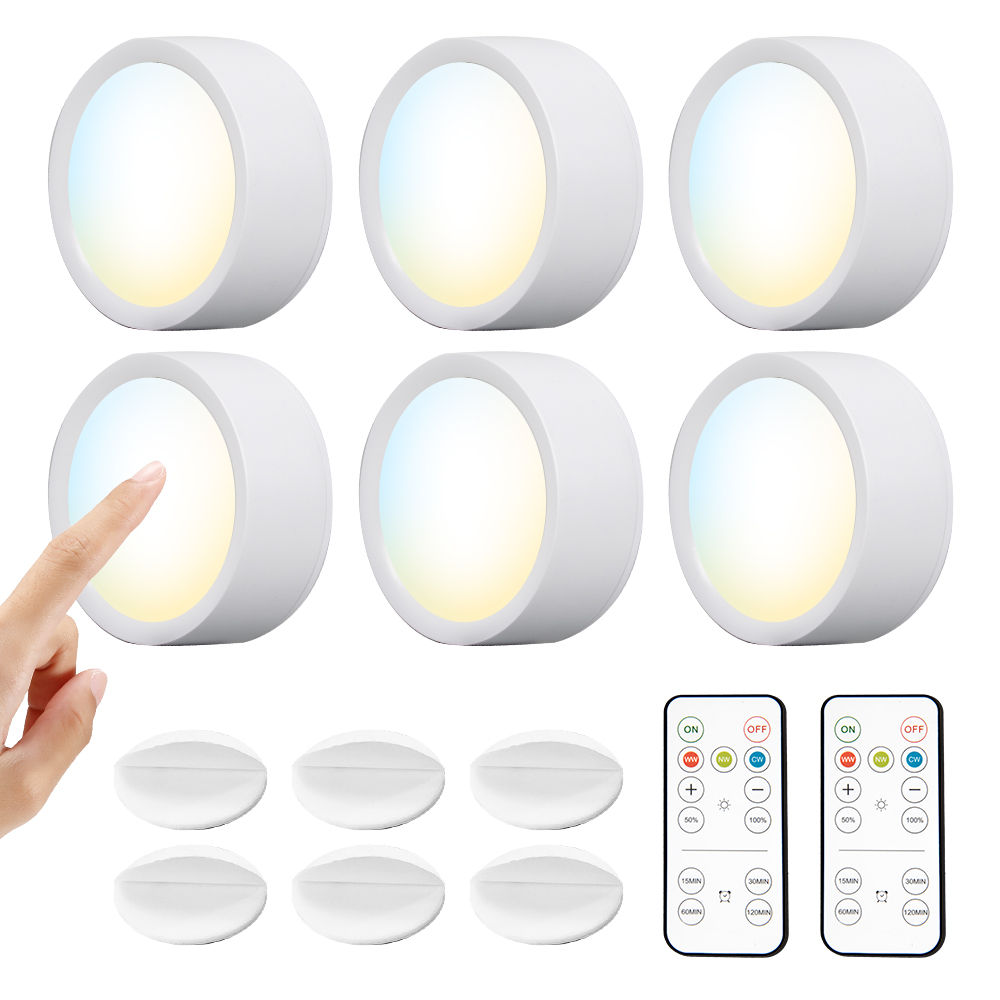 Wireless LED Under Cabinet Lights Puck Lights with Remote Control ...
