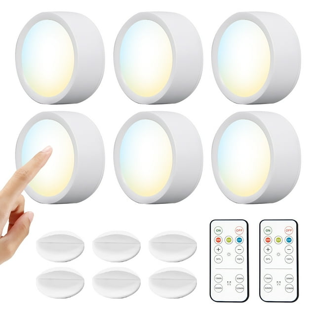 Wireless LED Under Cabinet Lights Puck Lights with Remote Control ...