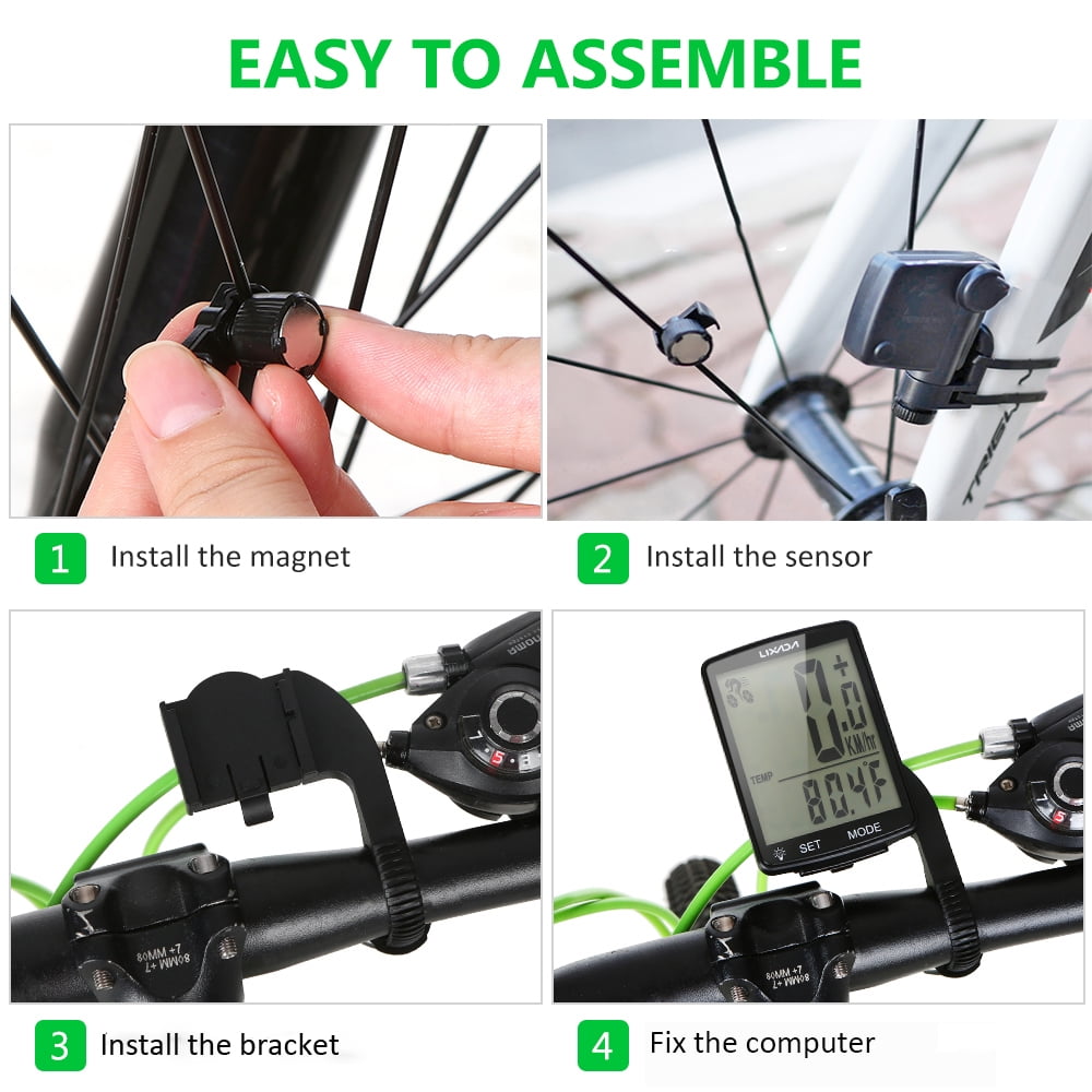 Wireless LIXADA Wireless Bike Computer Multi Functional LCD Screen ...