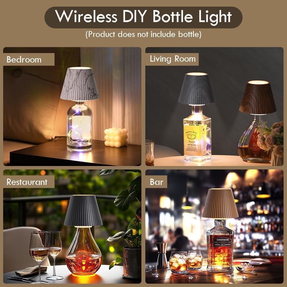 Wireless Lamp Shades for Table Lamps, 3-Level Brightness Wine Bottles Lamp, Cute Desk Lamps for ...