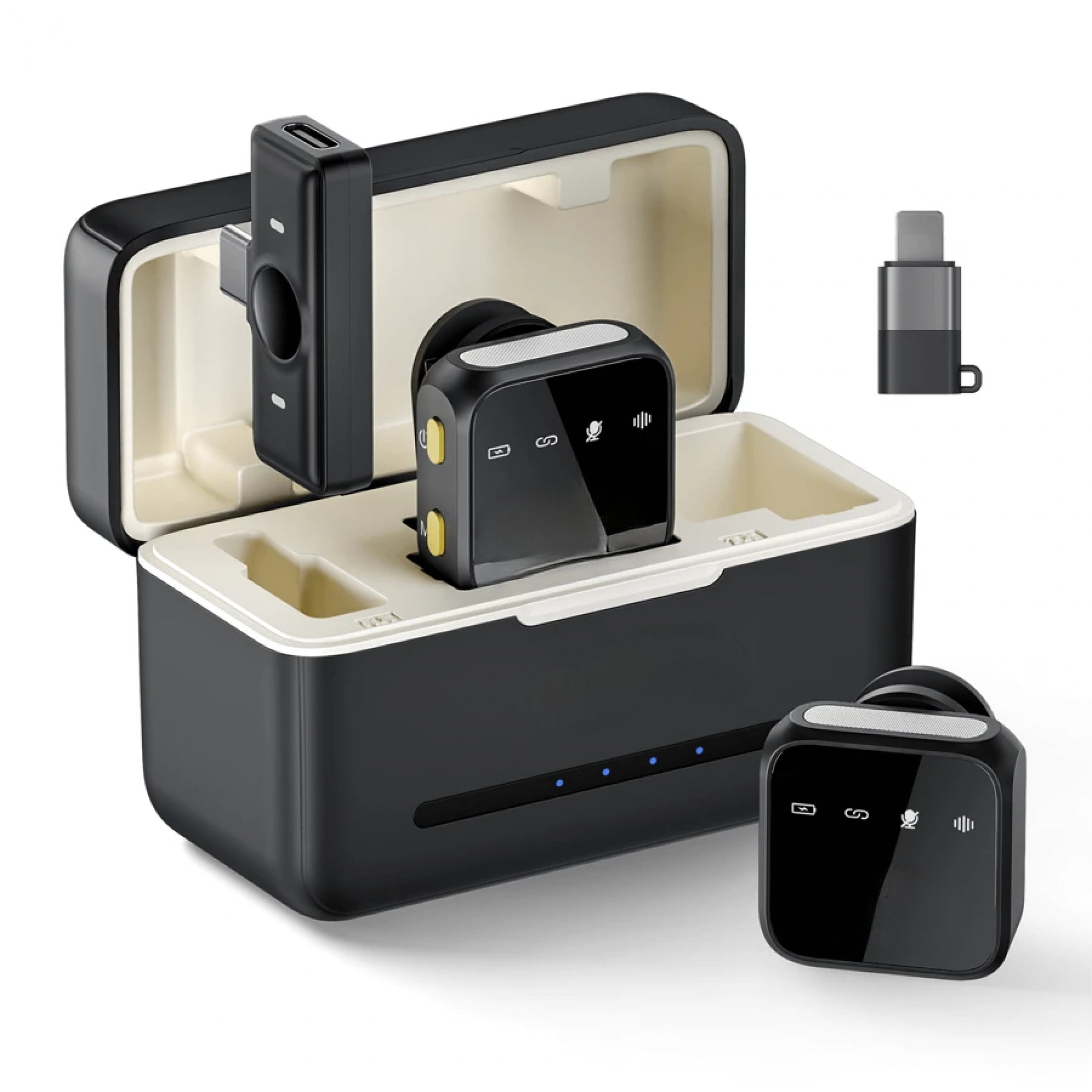 Wireless Lavalier Microphone with Charging Case, 80h Battery Life ...