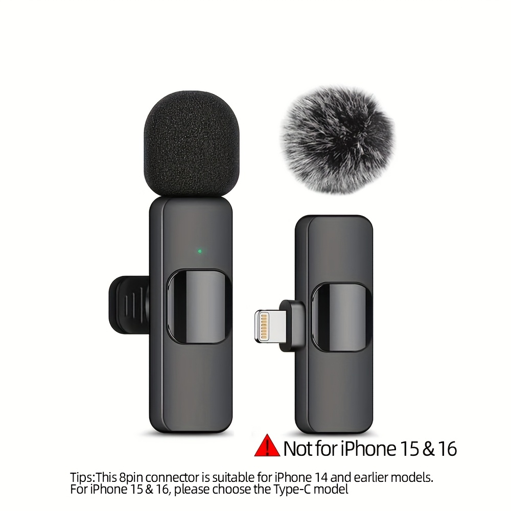 Wireless Lavalier Microphone Clip Microphone for iPhone iPad Android ...