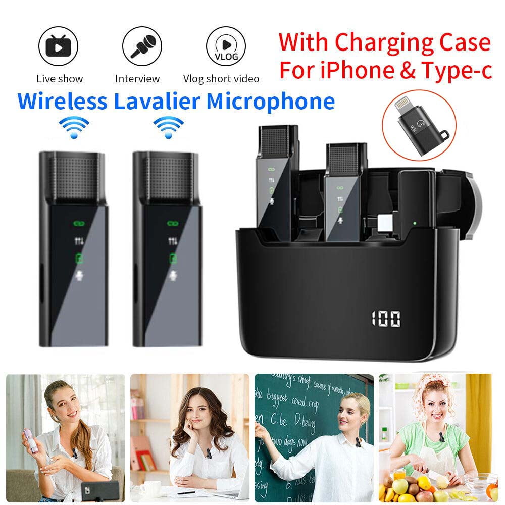 Wireless Lavalier Microphone System Audio Video Voice Recording Mic for ...