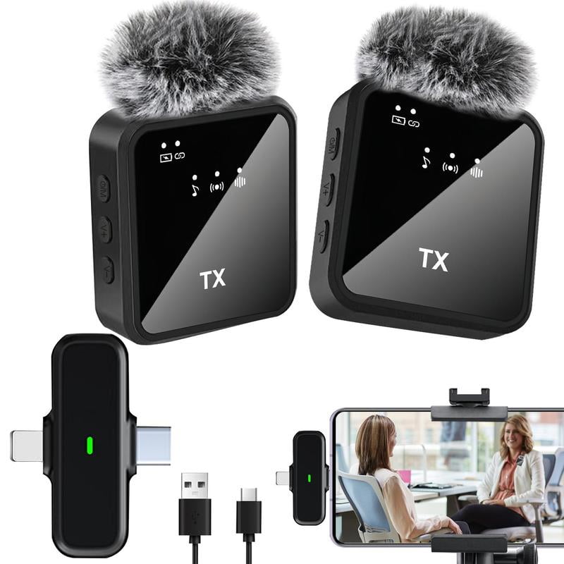 Wireless Lavalier Microphone System, USB Rechargeable Plug & Play 20 ...