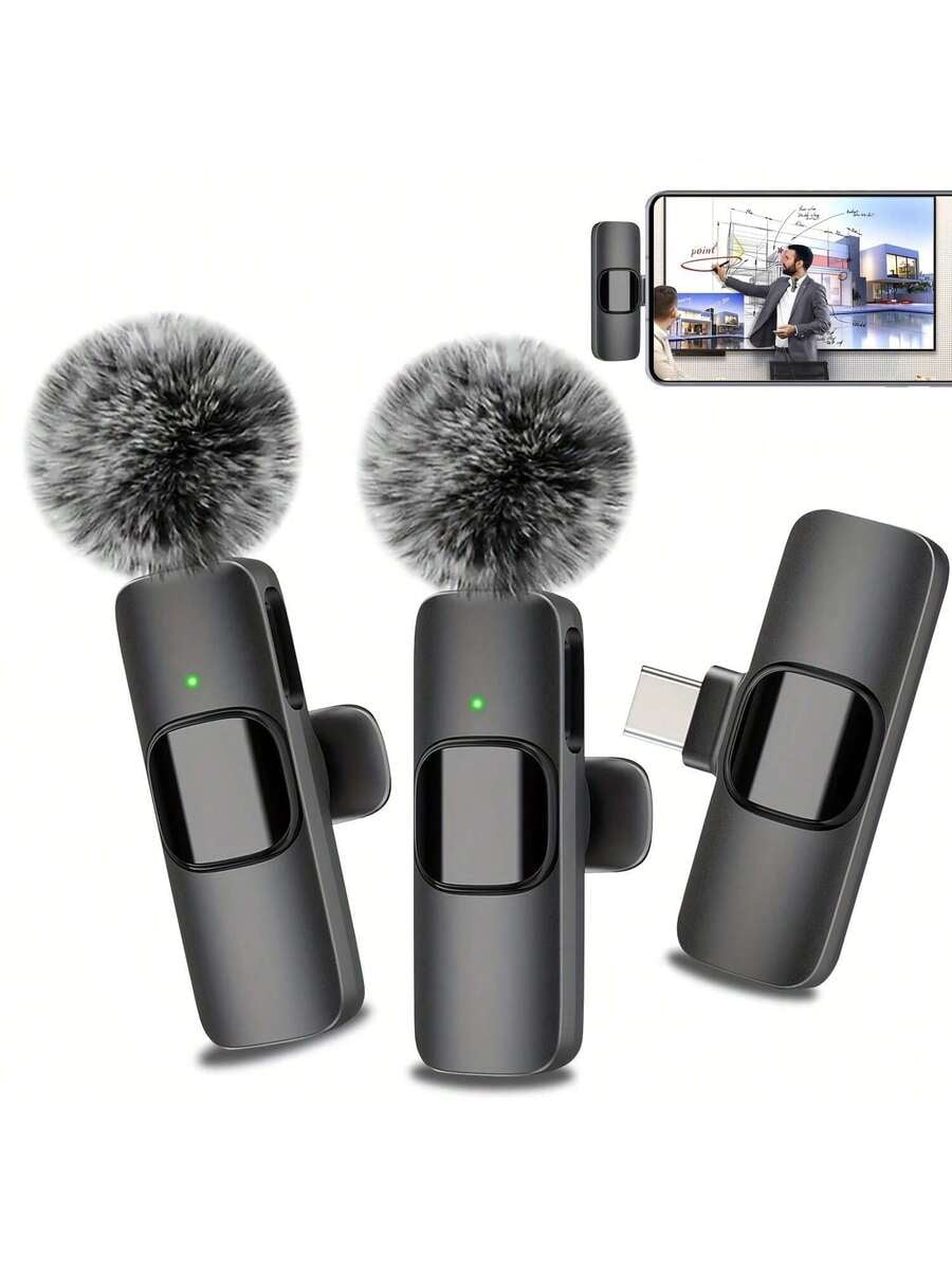 Wireless Lavalier Microphone for USB-C Phones, Clip-On Mini Mic, One ...