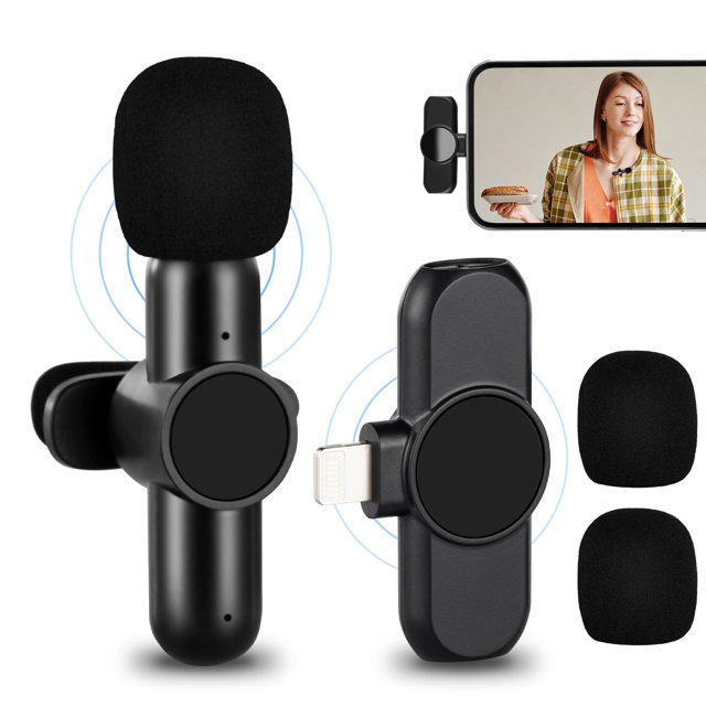 Wireless Lavalier Microphone for iPhone Mini Mic Audio Video Recording ...