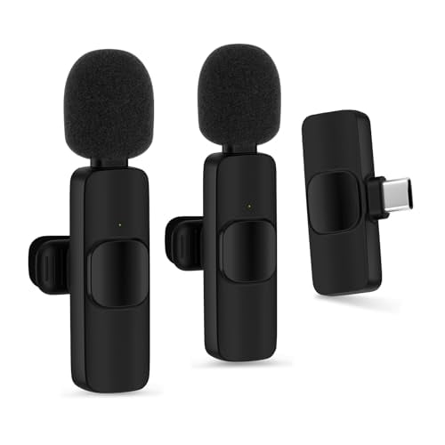Wireless Lavalier Microphone for iPhone 15,USB C Tiny Lapel Lav Mic for ...