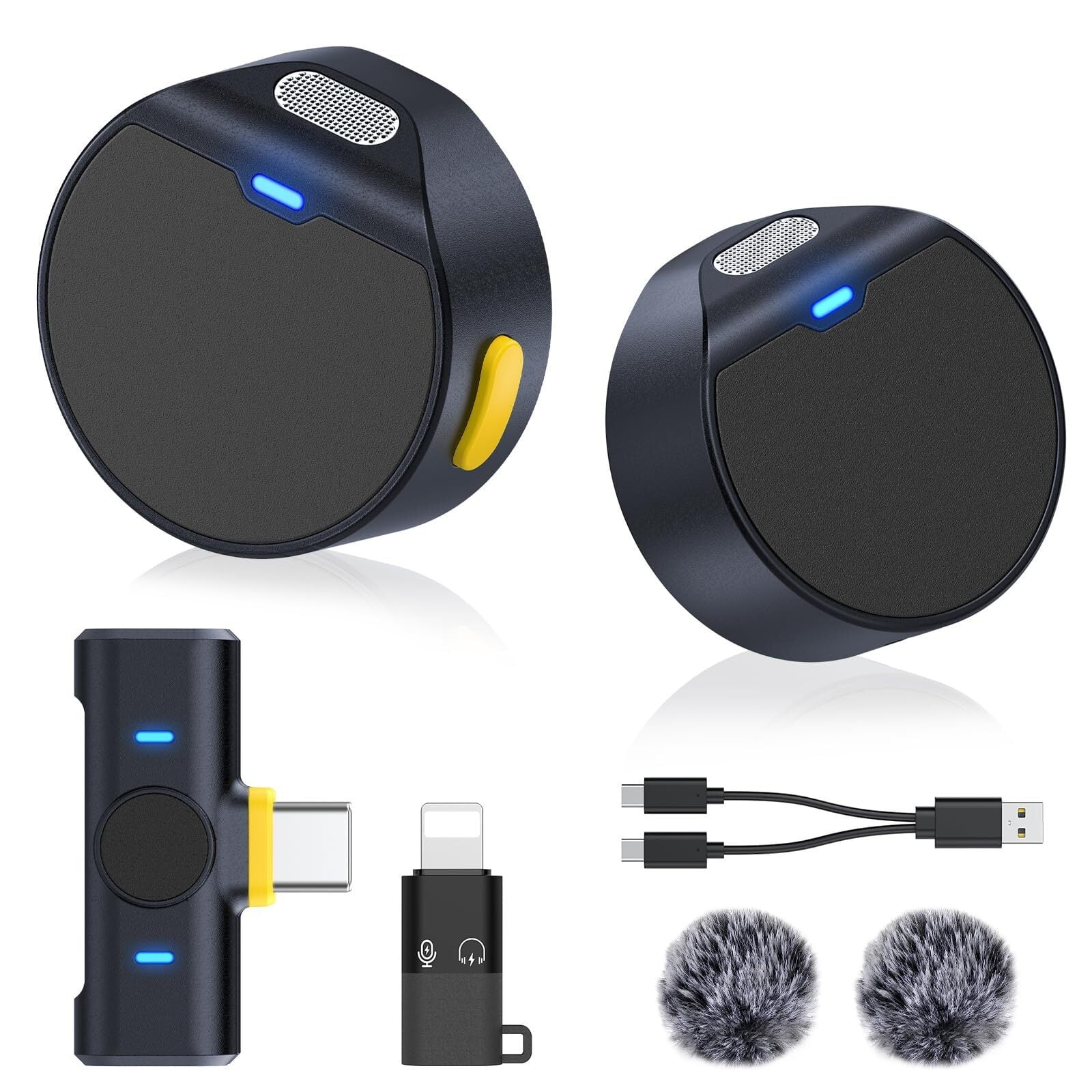 Wireless Lavalier Microphone for iPhone/Android, Mini Microphone with ...