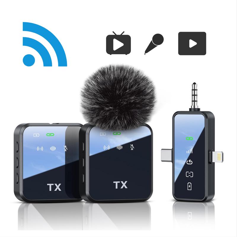 Wireless Lavalier Microphone for iPhone, Mini Lapel Mic with Mute ...