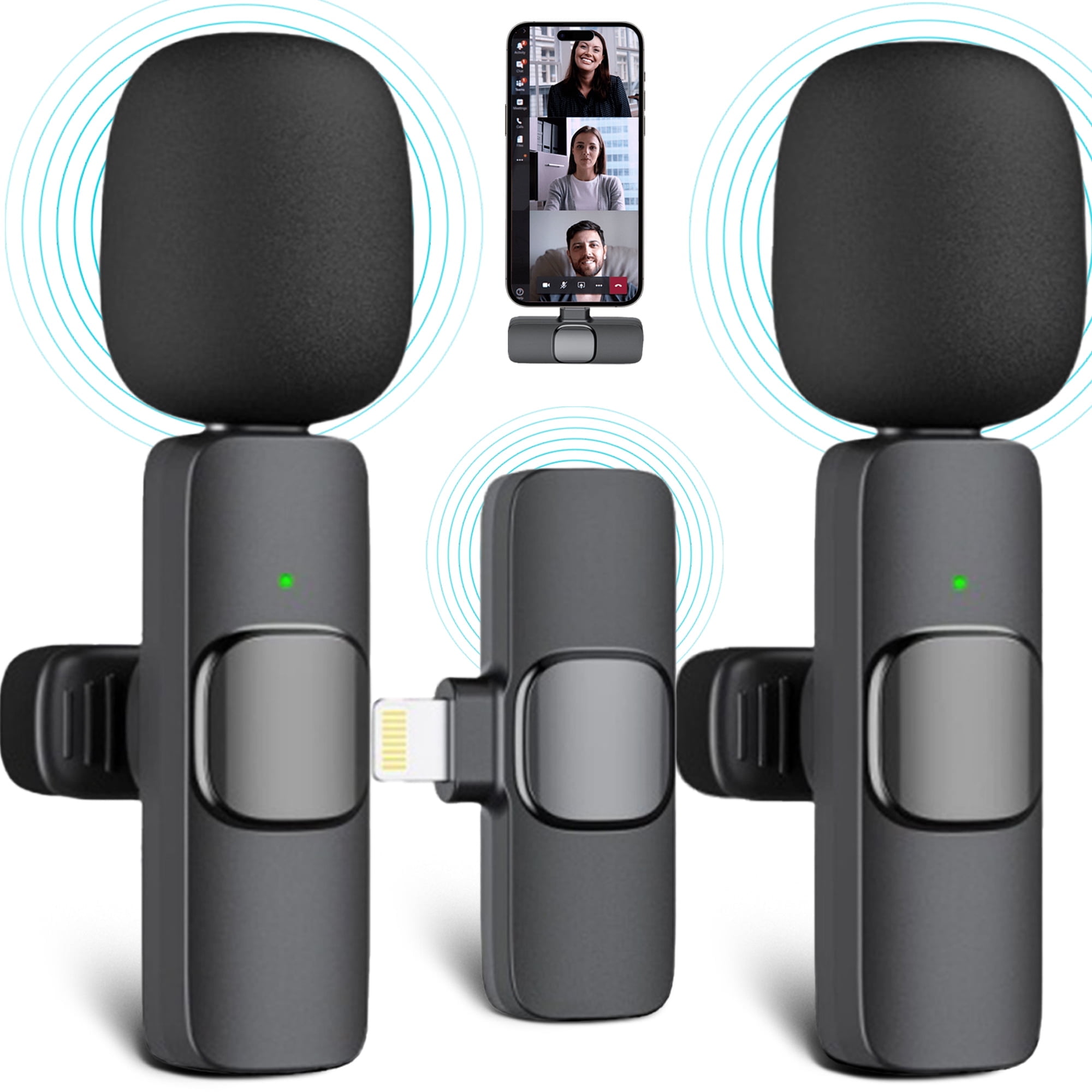 Wireless Lavalier Microphone for iPhone iPad, Lapel Microphone with ...
