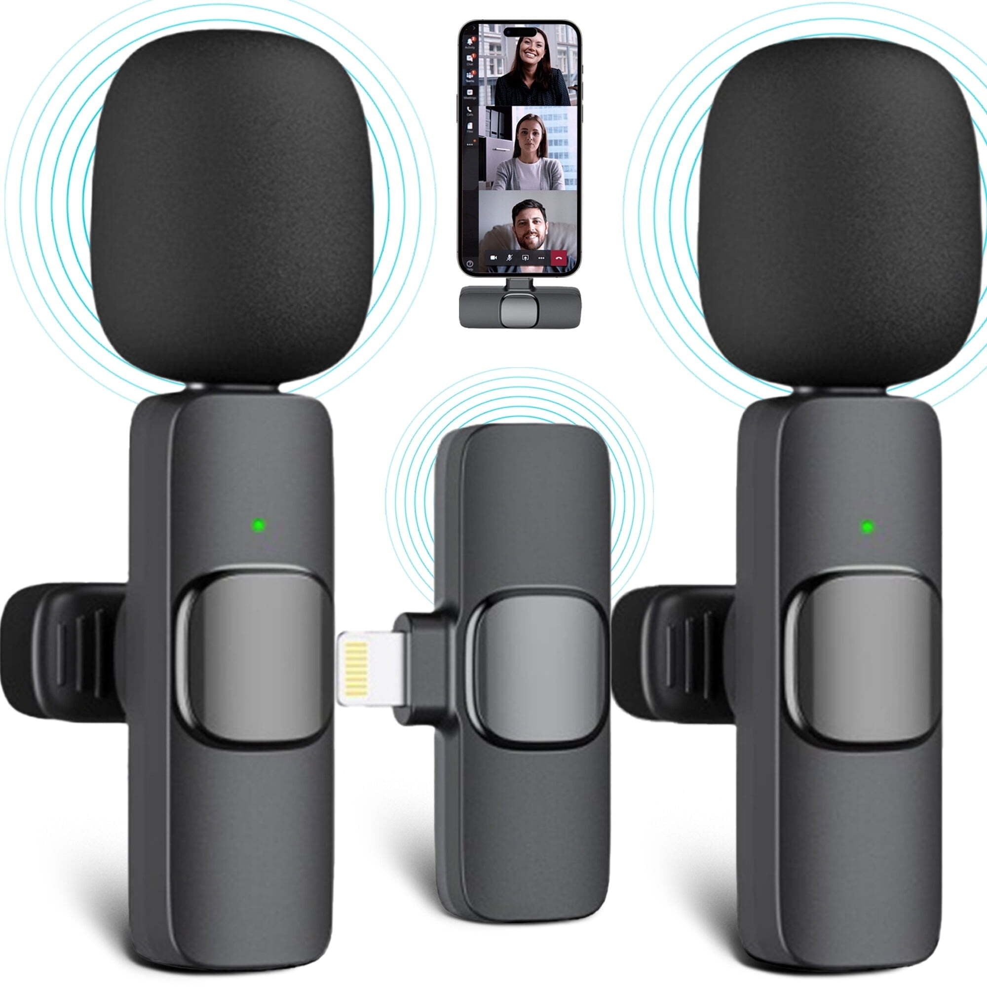 Wireless Lavalier Microphone for iPhone iPad, Lapel Microphone with ...