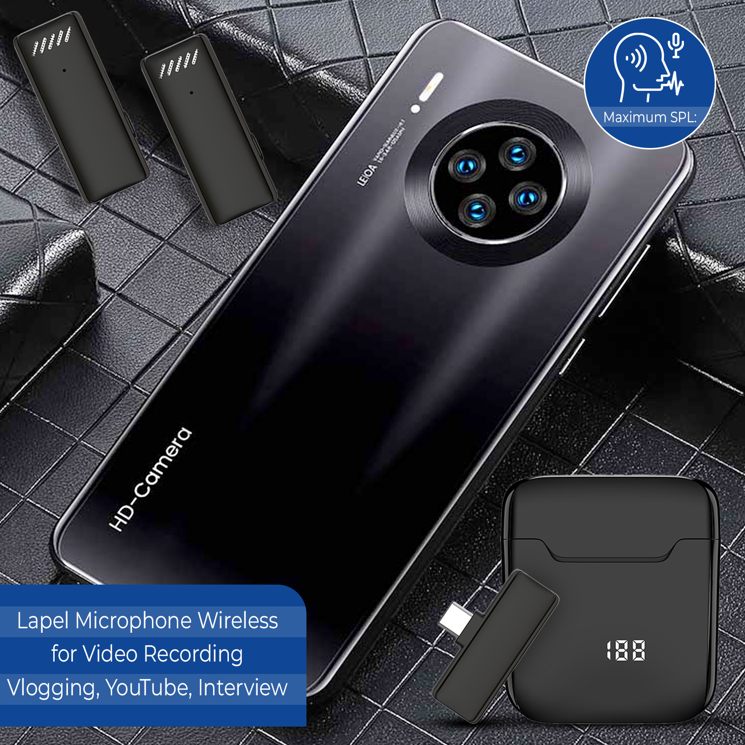 Wireless Lavalier Microphones for Android Phones with Charging Case ...