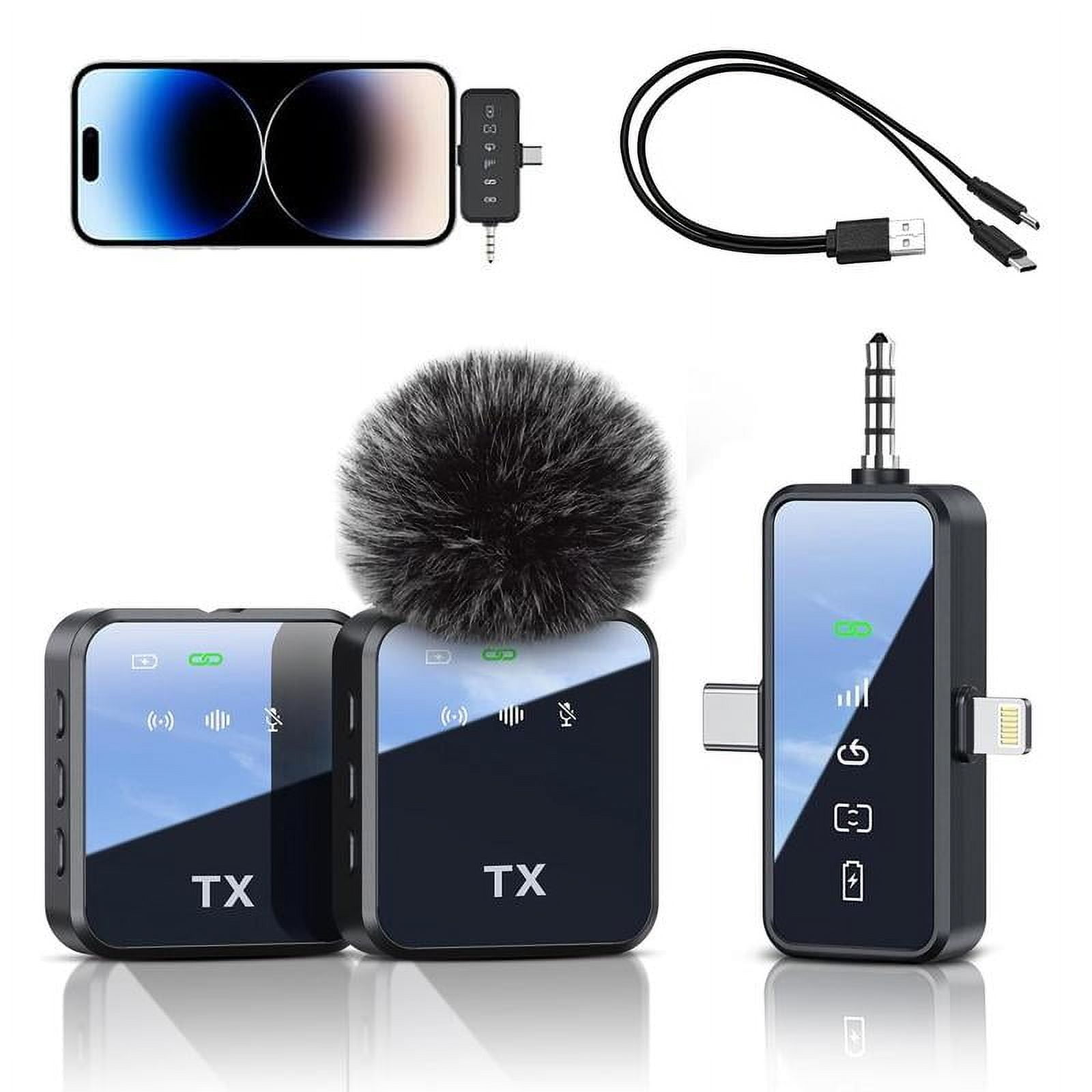 Wireless Lavalier Microphones for iPhone, Android, iPad - Mini Wireless Clip-on Microphones ...