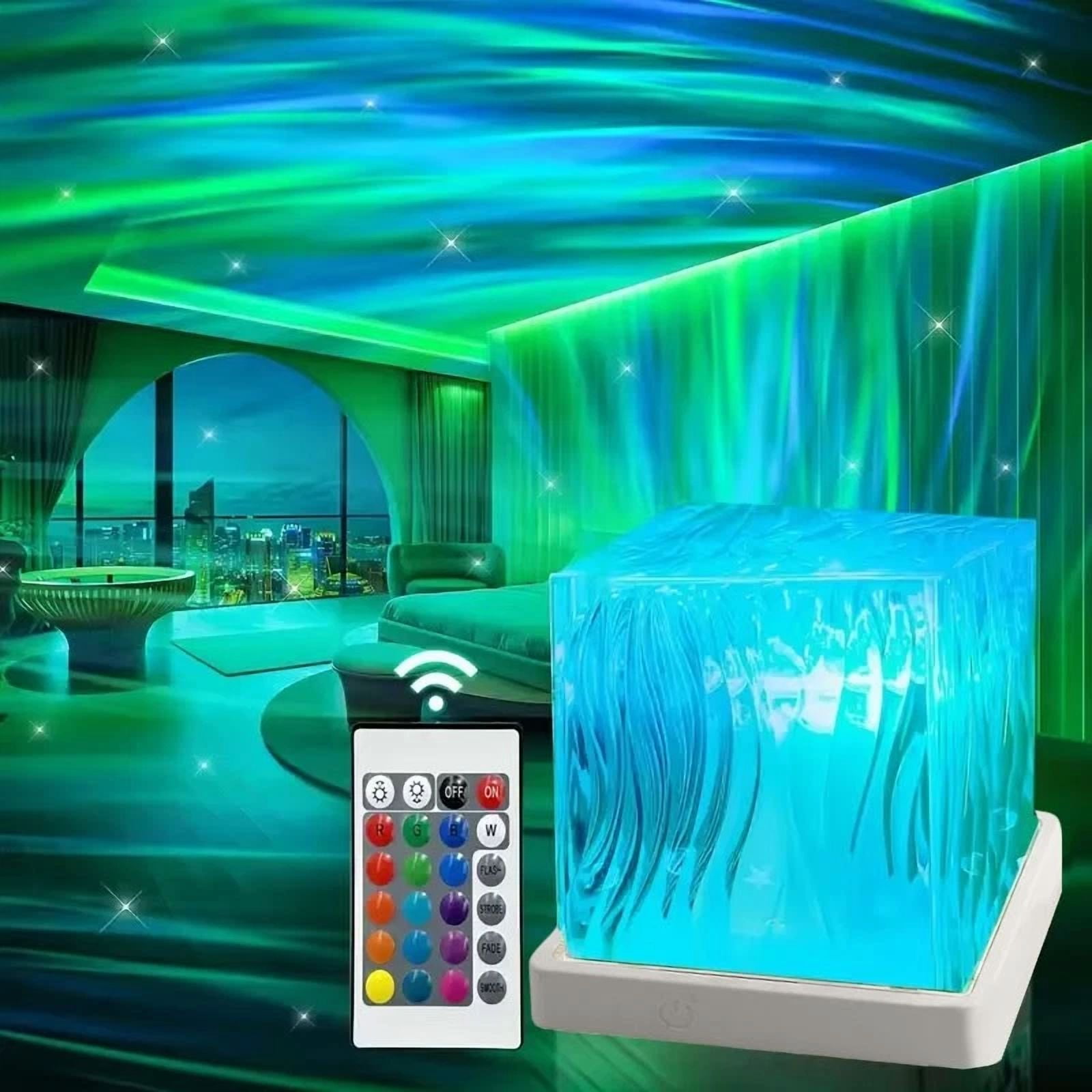 Wireless Led Ocean Wave Aurora Projector Night Light 16 Colors Lamp ...