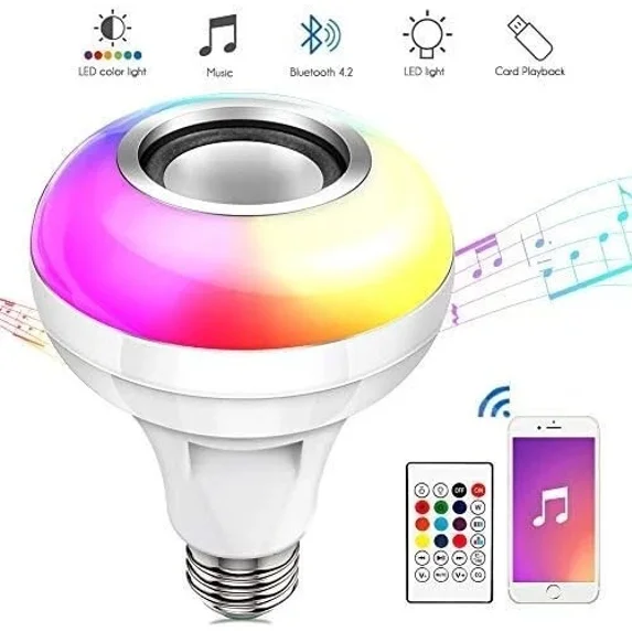 Wireless Light Bulb Speaker Bluetooth Led Rgb Smart Music Play Lamp E27 ...