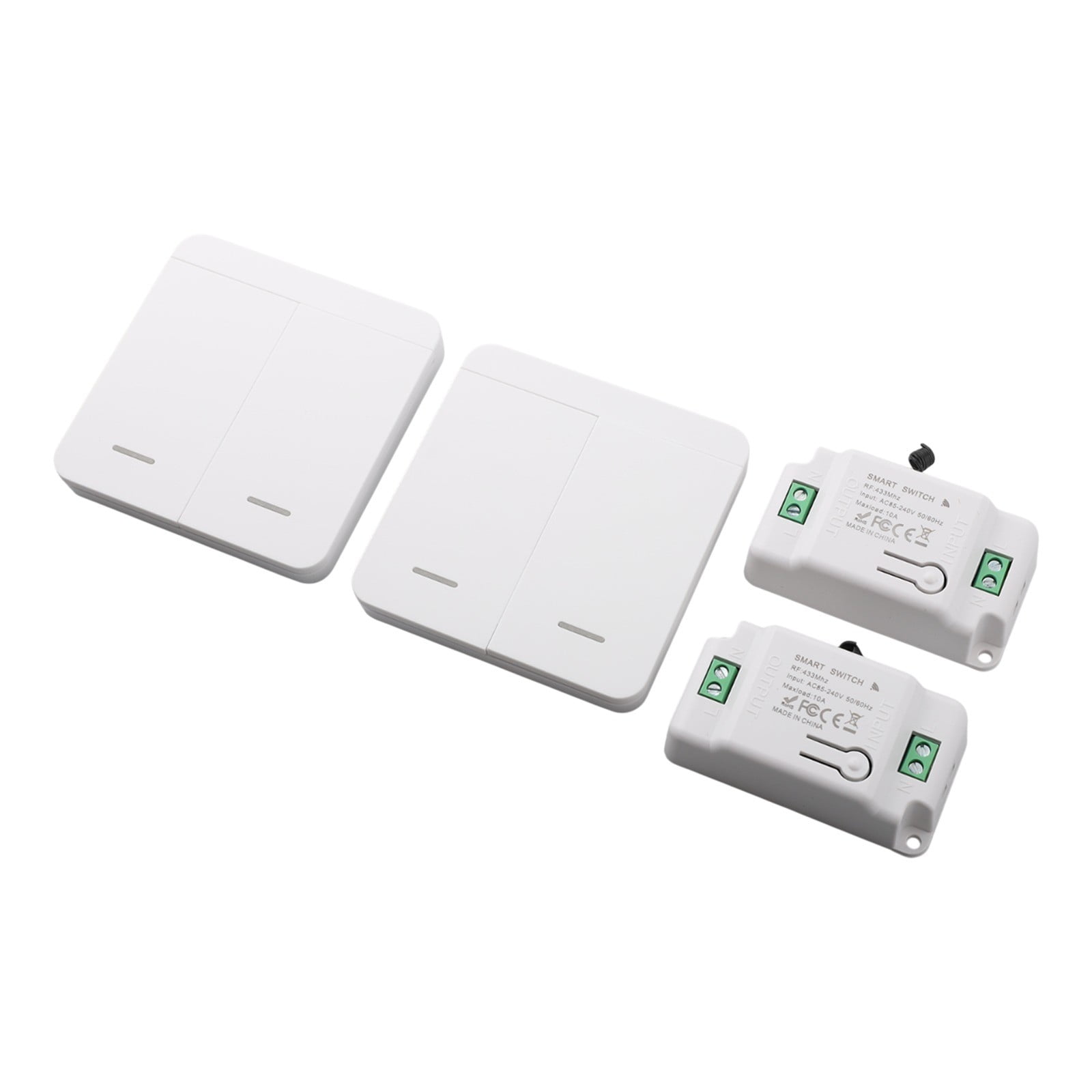 Wireless Light Switch Remote Control Switch Kit Rf 2-Gang Switch And 2 ...