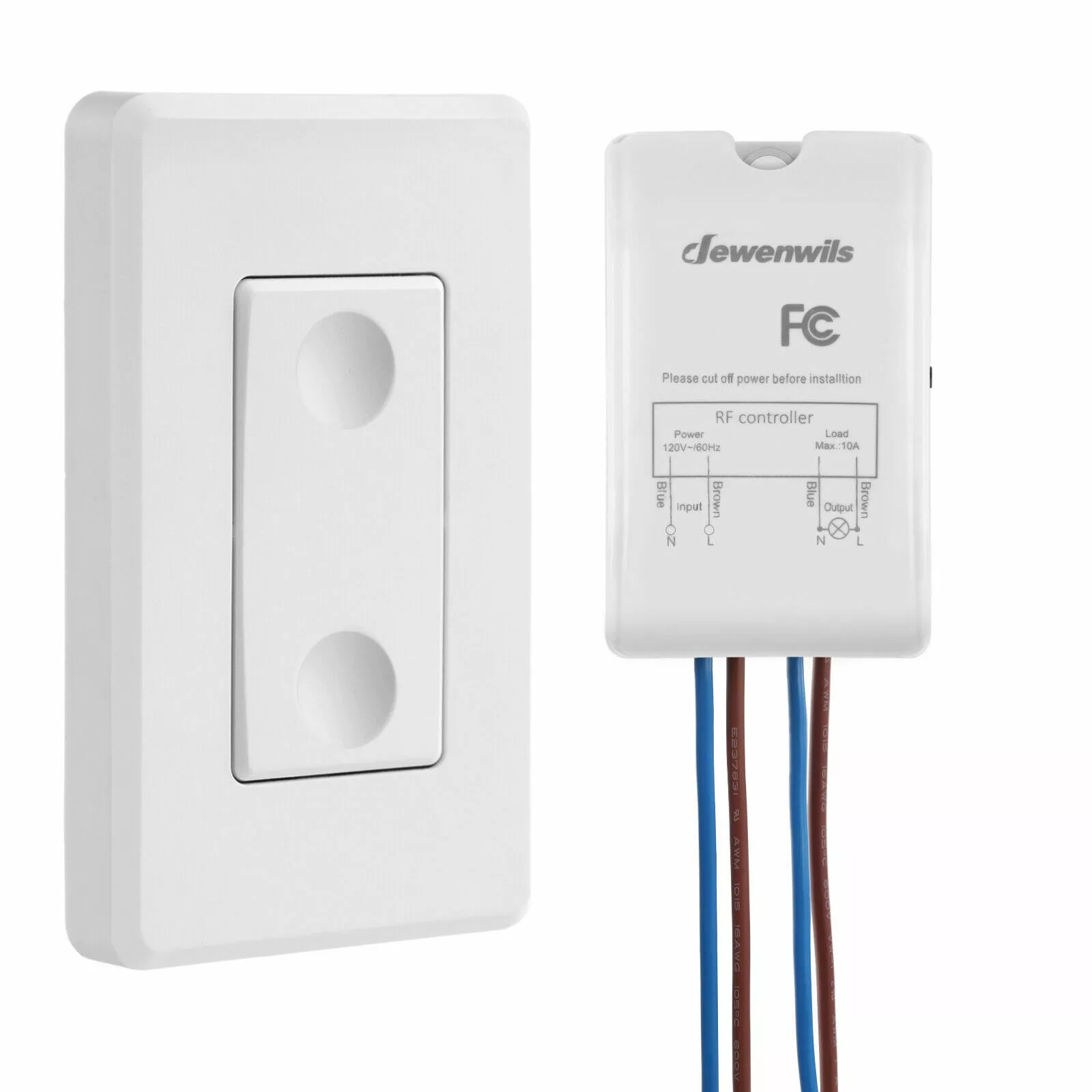 Wireless Light Switch and Receiver Kit Remote Control Wall Switch ...