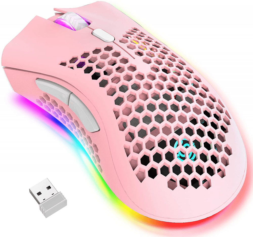 Wireless Lightweight Gaming Mouse, Ultralight Honeycomb Mice with RGB ...