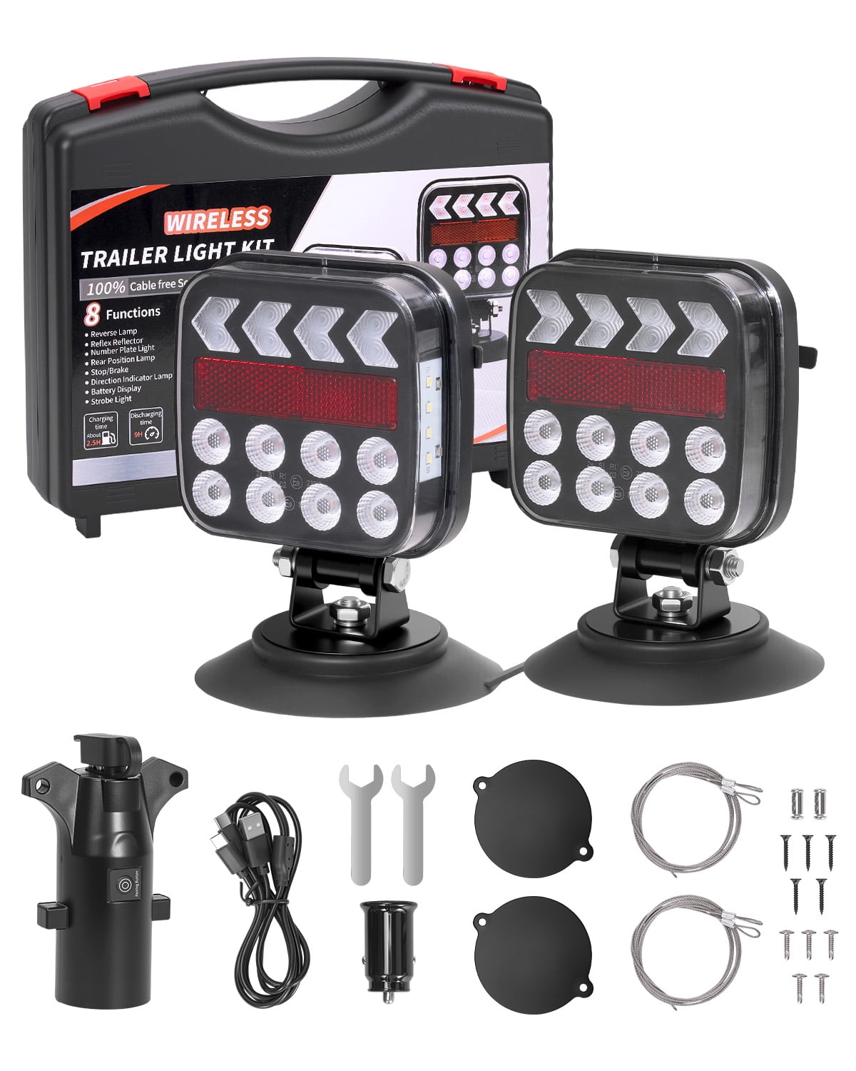 Wireless Magnetic Trailer Lights Kit, Rechargeable LED Tail Lights for ...