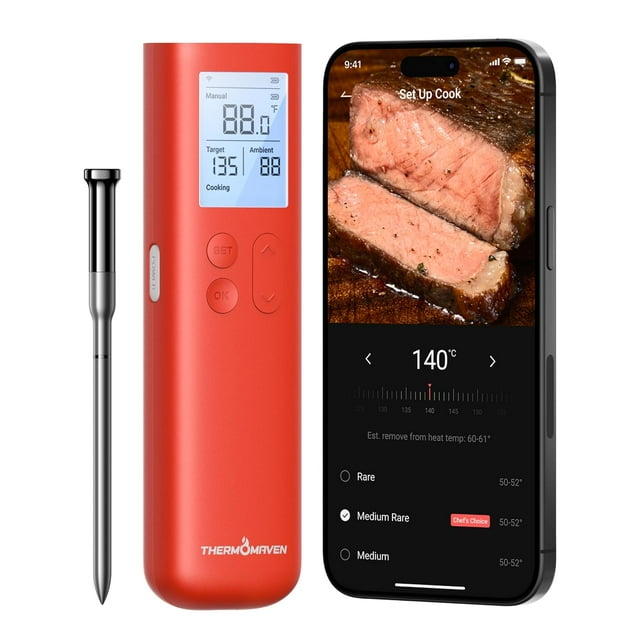 Wireless Meat Thermometer, 10X Enhanced Signal and Stability with Sub ...