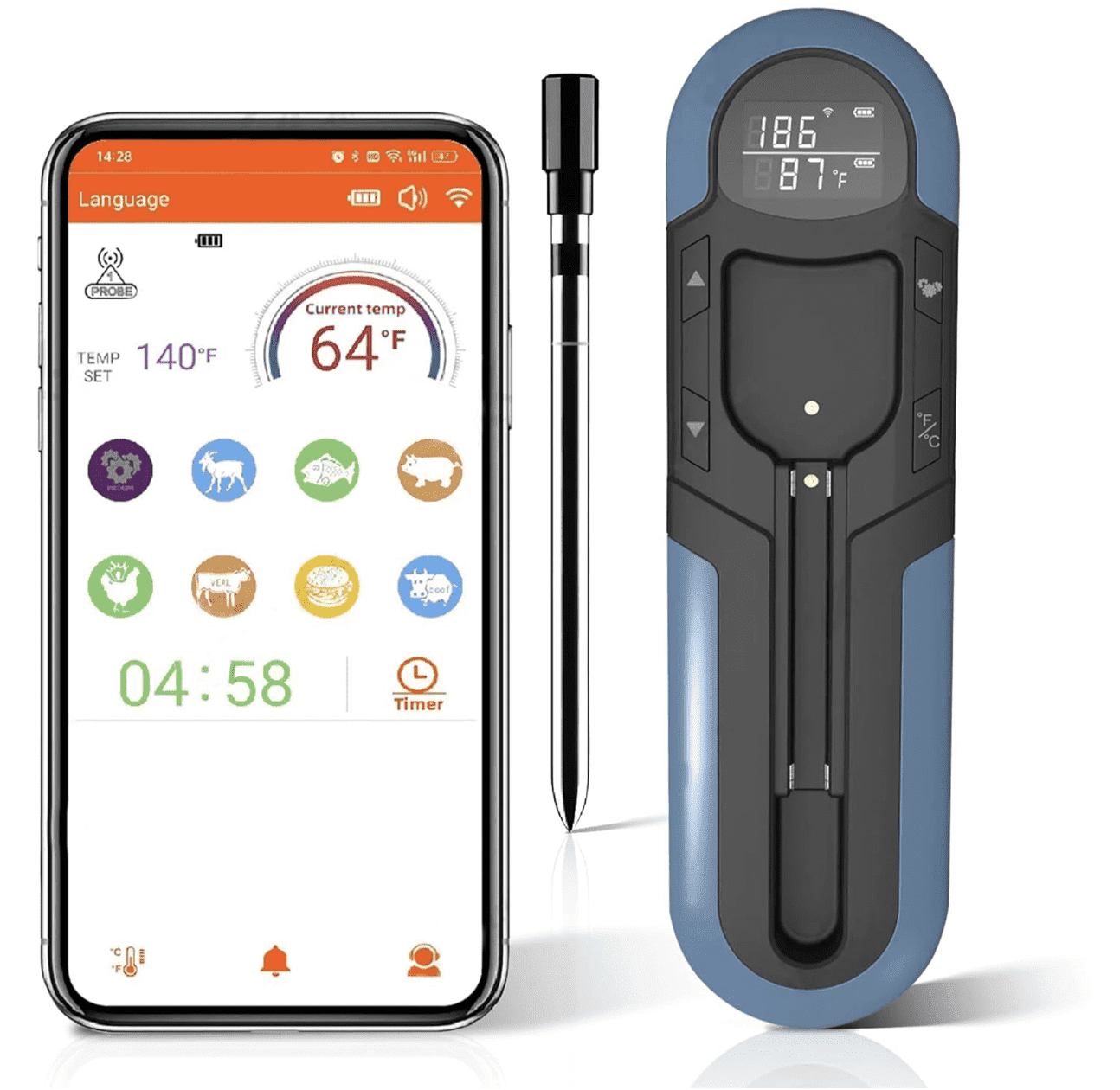 Wireless Meat Thermometer - 2024 Model with Display - 500ft Radio ...