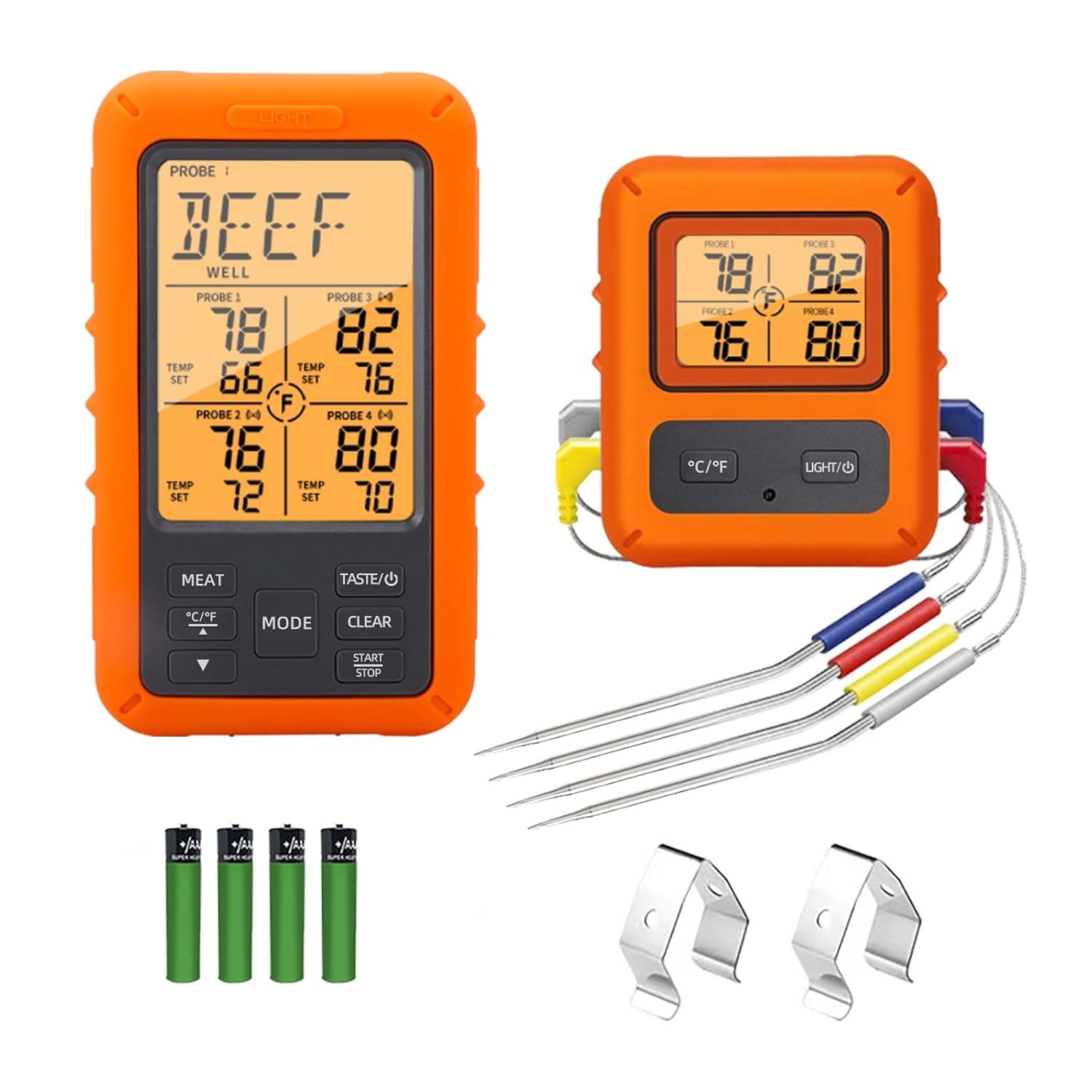 Wireless Meat Thermometer with 4 Meat Probes Remote Cooking Food ...