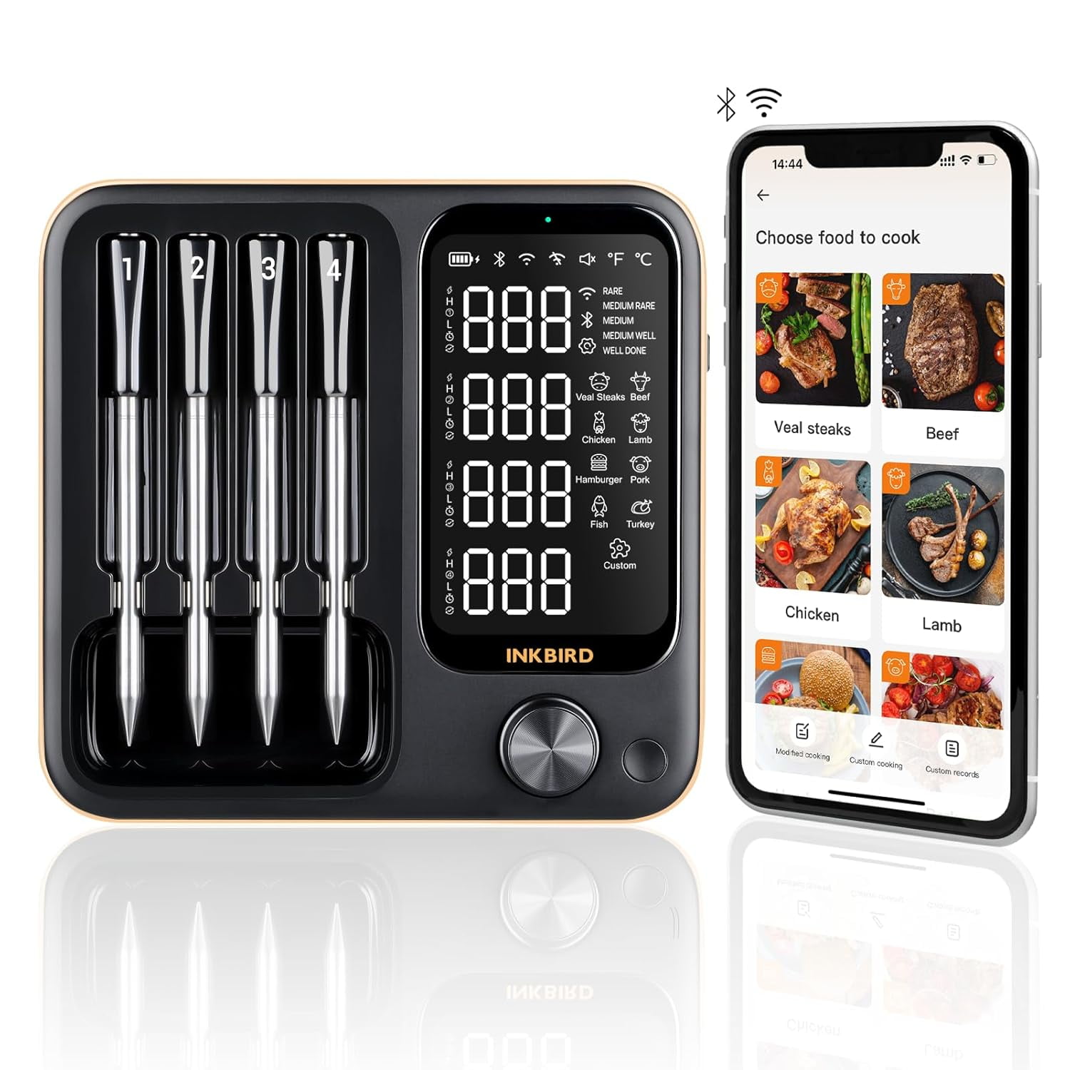 Wireless Meat Thermometer with 4 Probes, Inkbird WiFi Meat Thermometer ...