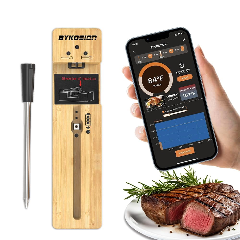 Wireless Meat Thermometer, 500ft Long Range Bluetooth Digital Food ...