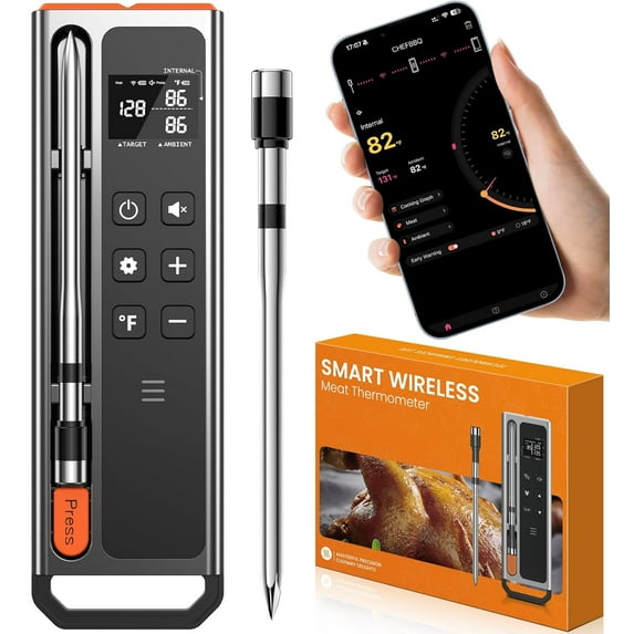 Wireless Meat Thermometer Digital-5.3 Bluetooth for Stable 800ft APP Control (iOS&Android ...
