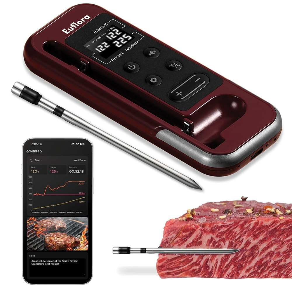 Wireless Meat Thermometer with Digital Meat Probe, Measures Internal ...