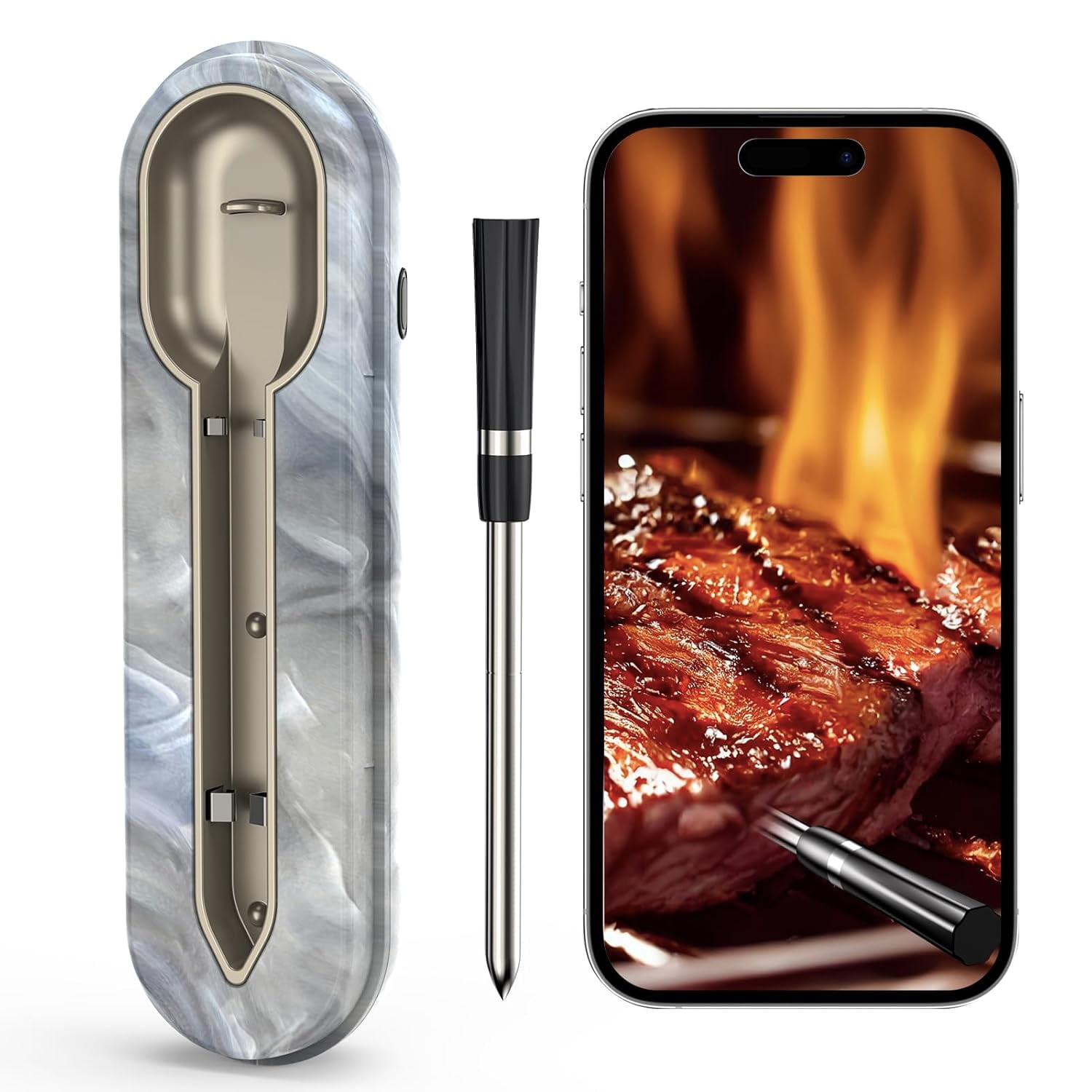 Wireless Meat Thermometer with Unique Stone Texture, Smart Bluetooth ...
