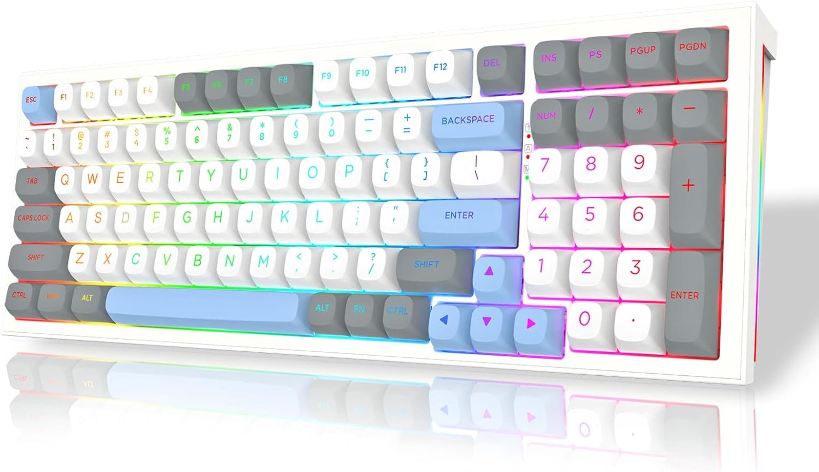 Wireless Mechanical Gaming Keyboard Creamy, Bluetooth/2.4G/USB-C Wired ...