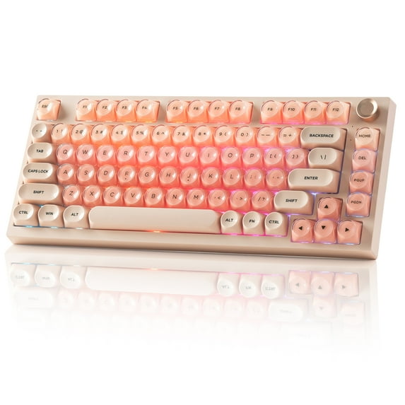 Wireless Mechanical Keyboard, 75% Layout Creamy Keyboard with Knob ...