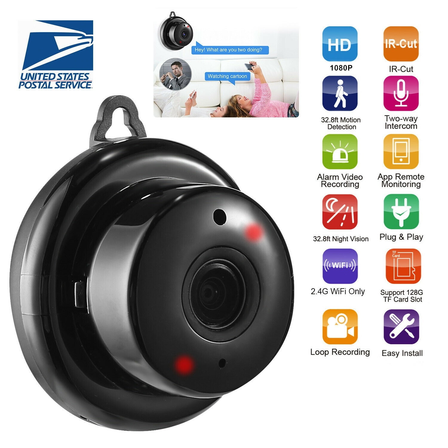 Wireless Micro Camera,HD 1080P Nanny Cam,Small WiFi Security Camera ...