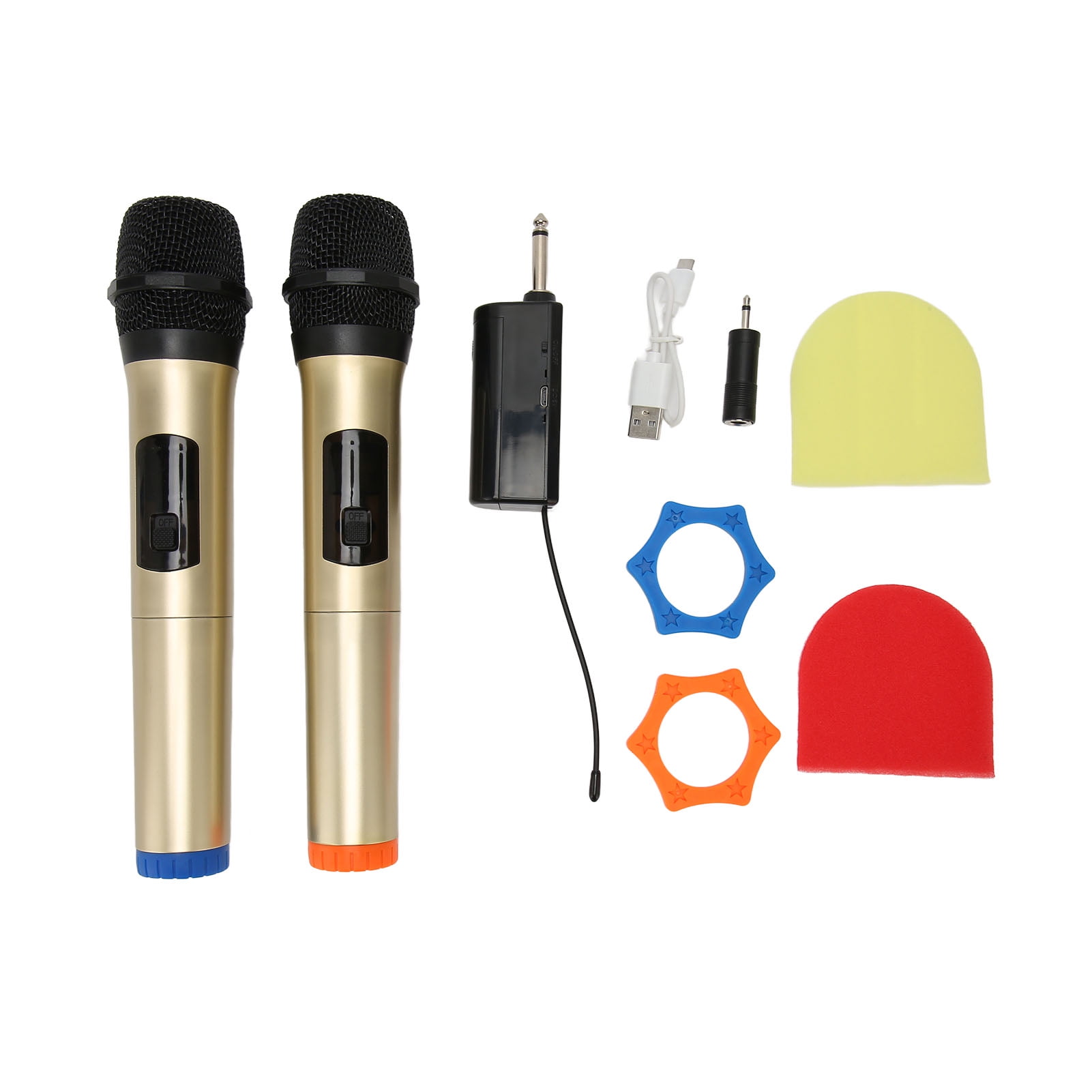 Wireless Microphone 1 for 2 UHF Cordless Dual Handheld Dynamic Mic Set ...