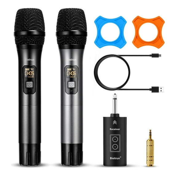 Wireless Microphone with Bluetooth, Professional UHF Dual Handheld ...