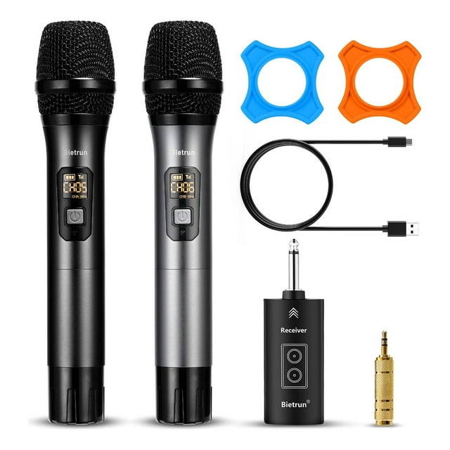 Wireless Microphone with Bluetooth, Professional UHF Dual Handheld ...