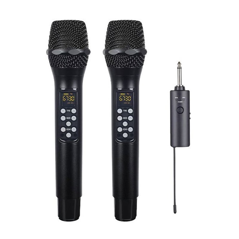 Wireless Microphone Dual Channel UHF Handheld Dynamic Mic Set Receiver ...