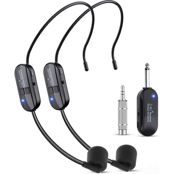 Wireless Microphone Headset Double Professional: Cordless Mic Head for ...