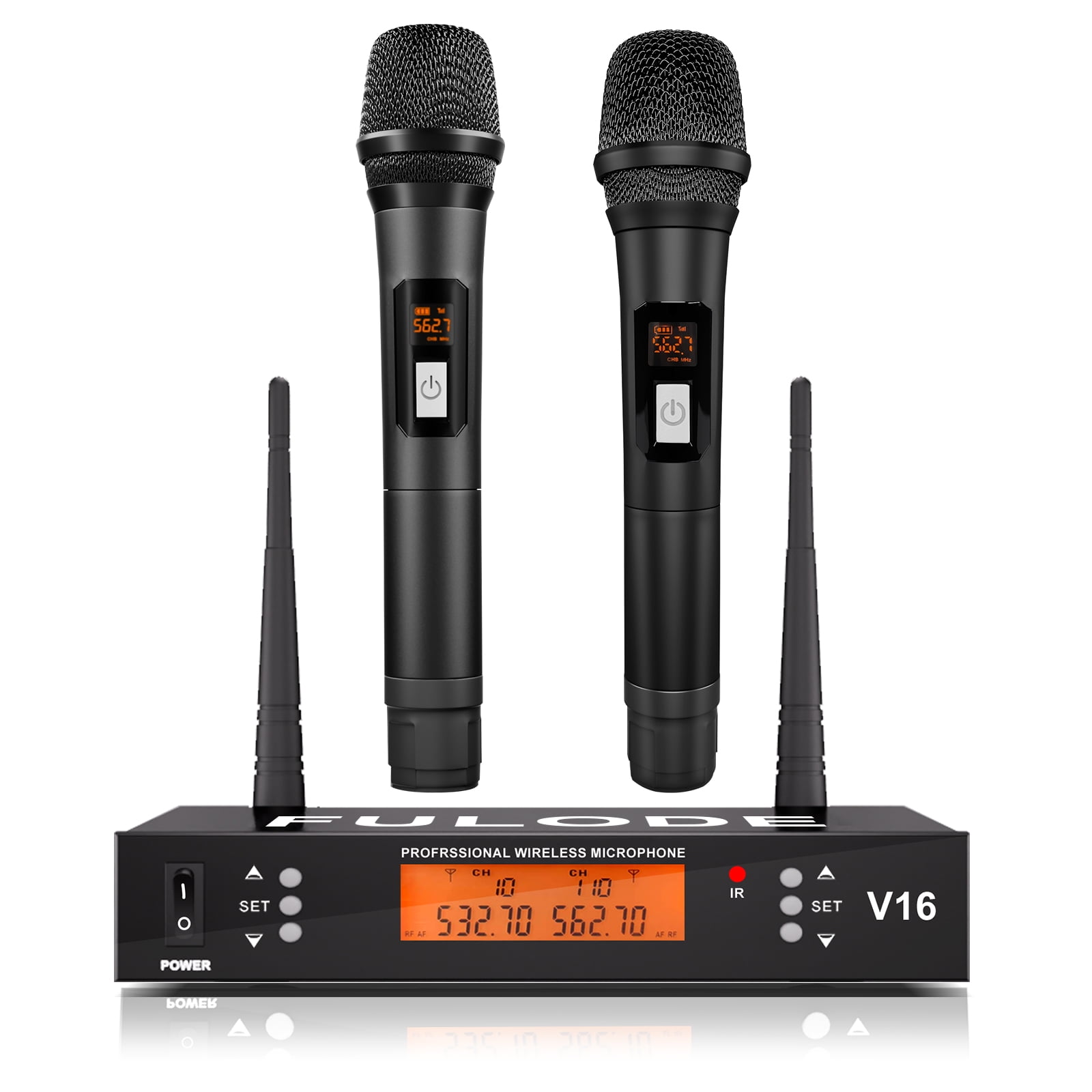 Wireless Microphone System, 2 Channel Professional UHF Cordless ...