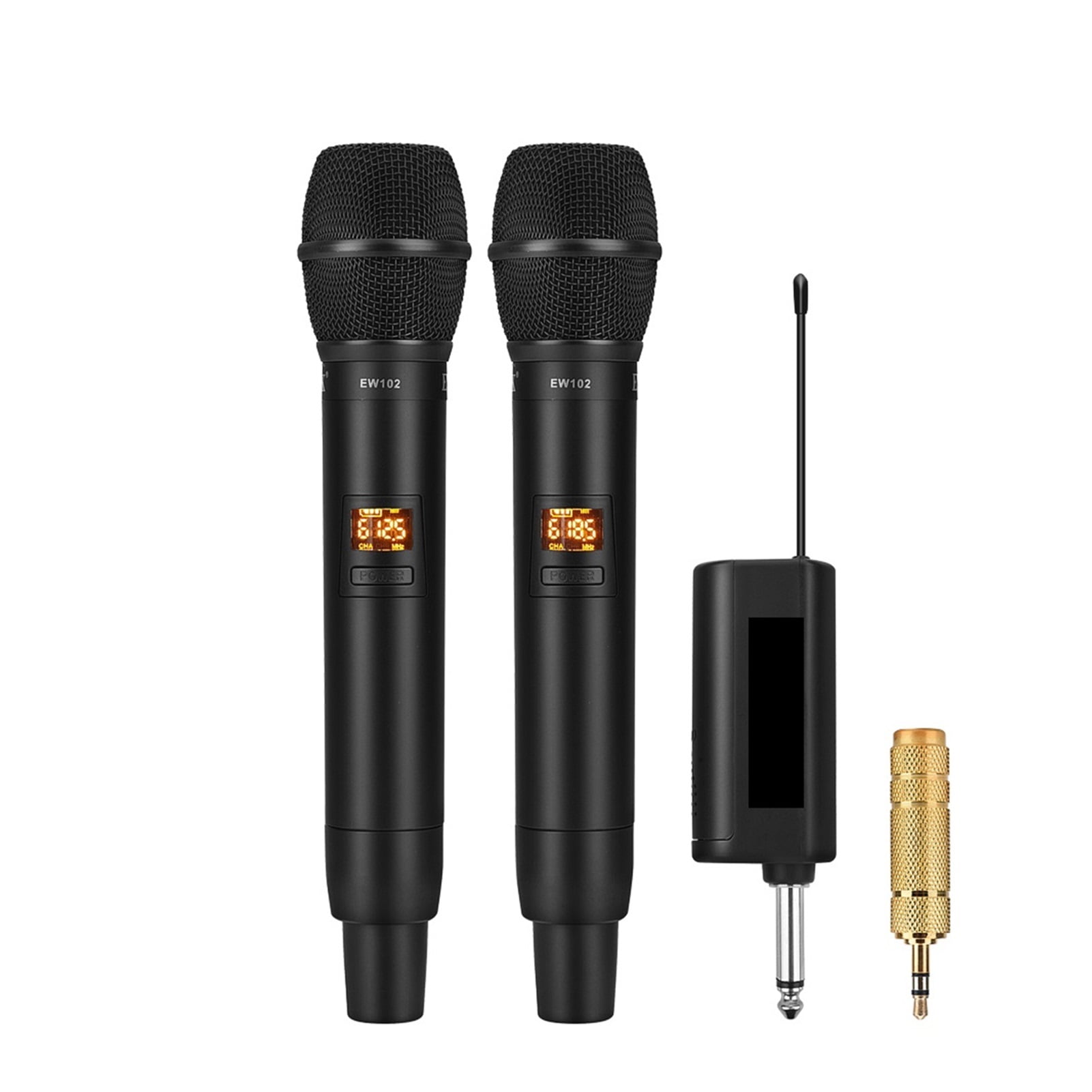 Wireless Microphone System Dynamic Dual Handheld Mic with Portable ...