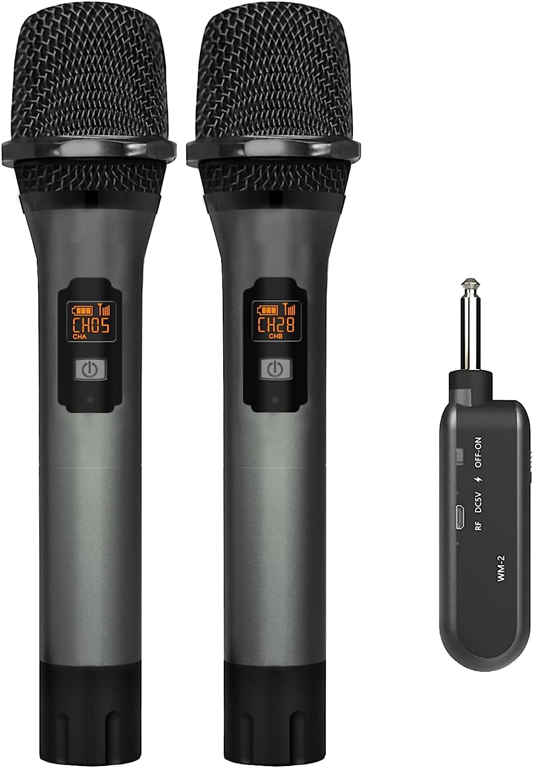 Wireless Microphone, UHF Cordless Dual Handheld Dynamic Mic Set with ...