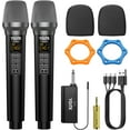Wireless Microphone, UHF Metal Dual Handheld Cordless Dynamic Mic ...