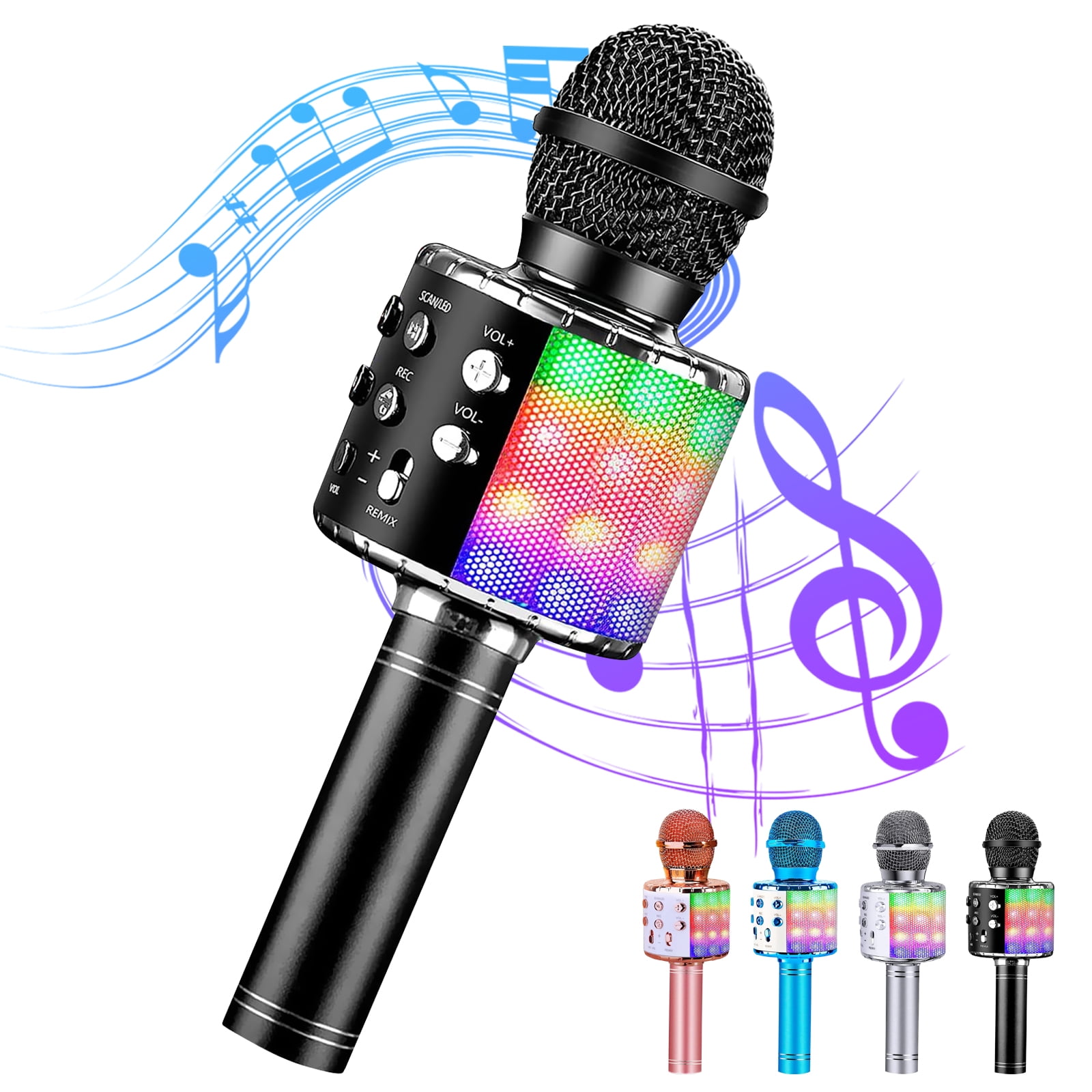 Wireless Microphone with LED Light, Kids Microphone Toy, Birthday ...