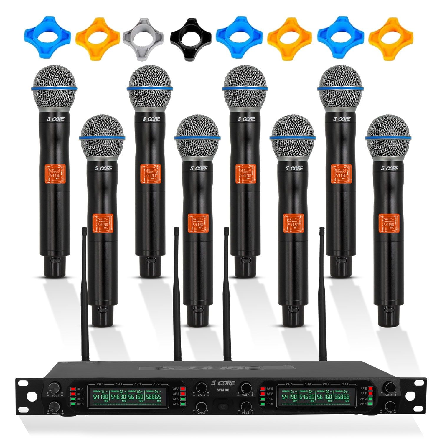 Wireless Microphones 8 Channel Dynamic Karaoke Professional UHF Singing ...