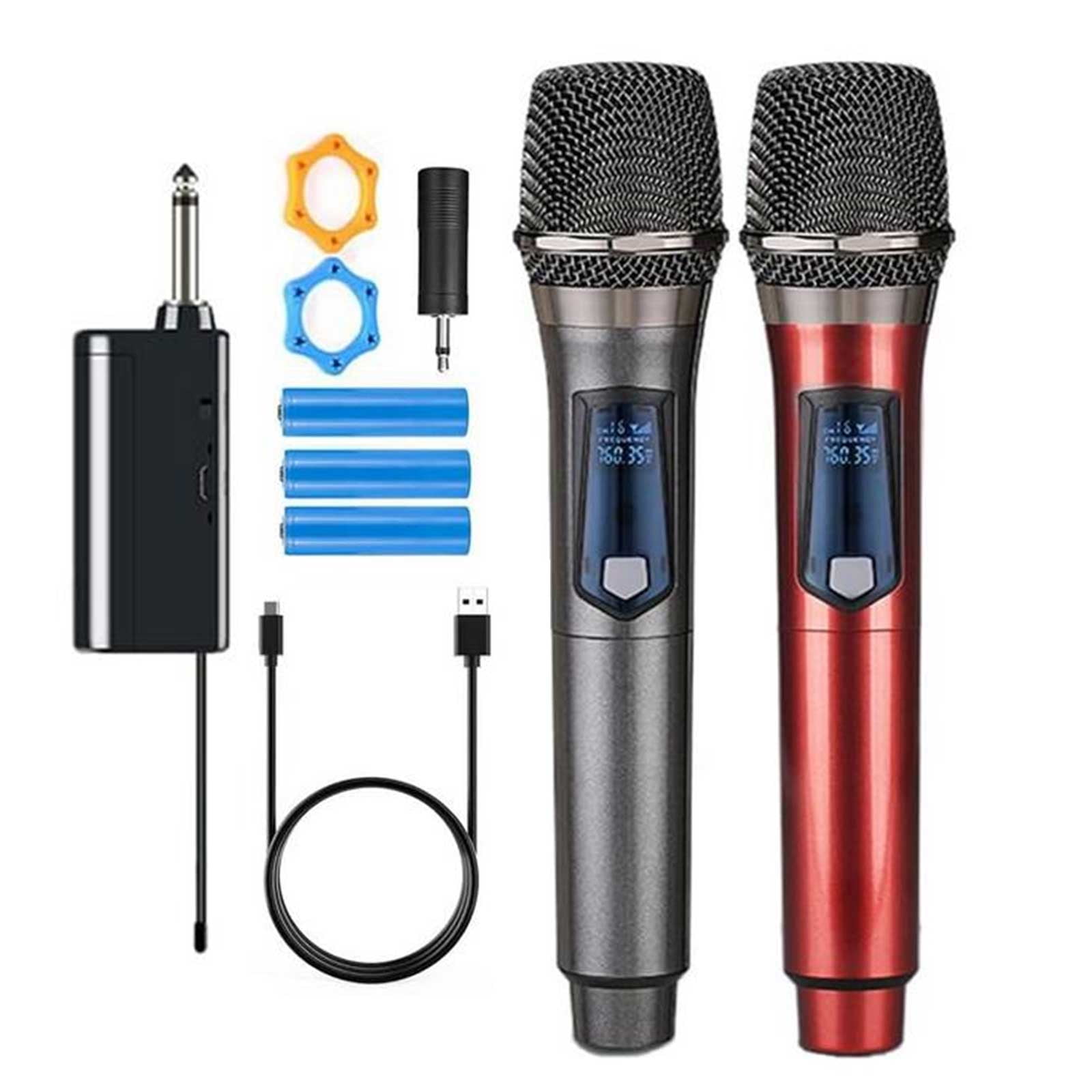 Wireless Microphones, Dual Handheld Dynamic Microphones for Karaoke ...